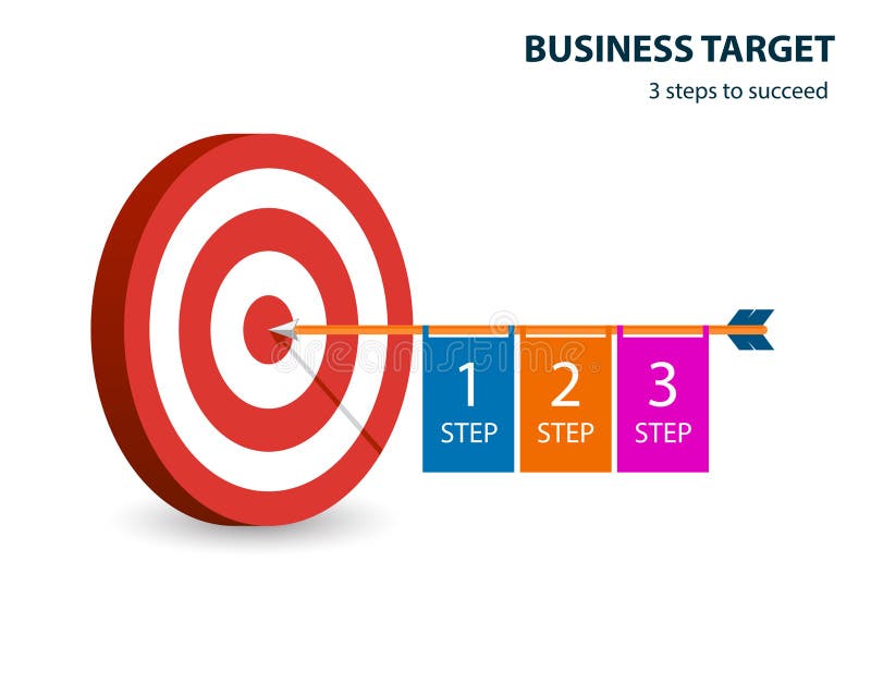 Infographic Template with Target and Dart. Business Target. 3 Steps To ...