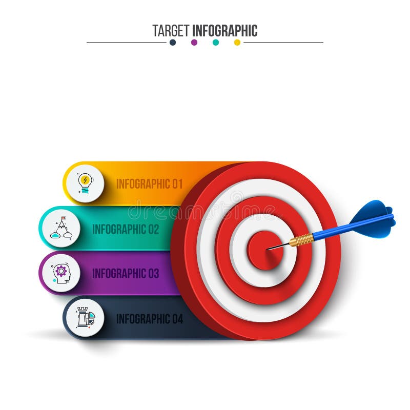 Infographic Template with Target and Dart. Business Concept with 4 ...
