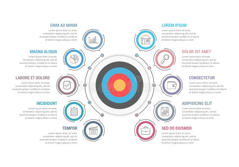 Infographic Template with Target Stock Vector - Illustration of design ...
