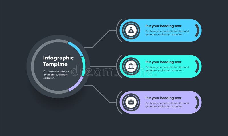 Modern Flowchart Infographic Template with Three Choices - Dark Version ...