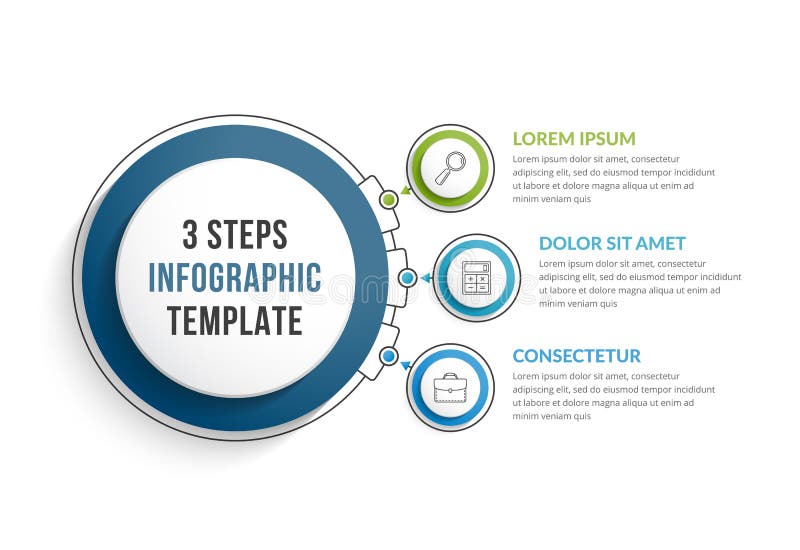 Three Steps Diagram Template Stock Vector - Illustration of symbol ...