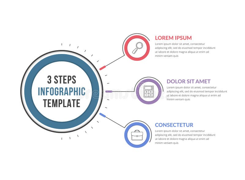 Three Steps Diagram Template Stock Vector - Illustration of symbol ...