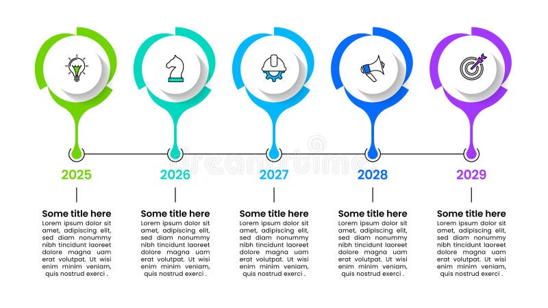 Infographic Template. Timeline with 5 Abstract Circles Stock Vector ...
