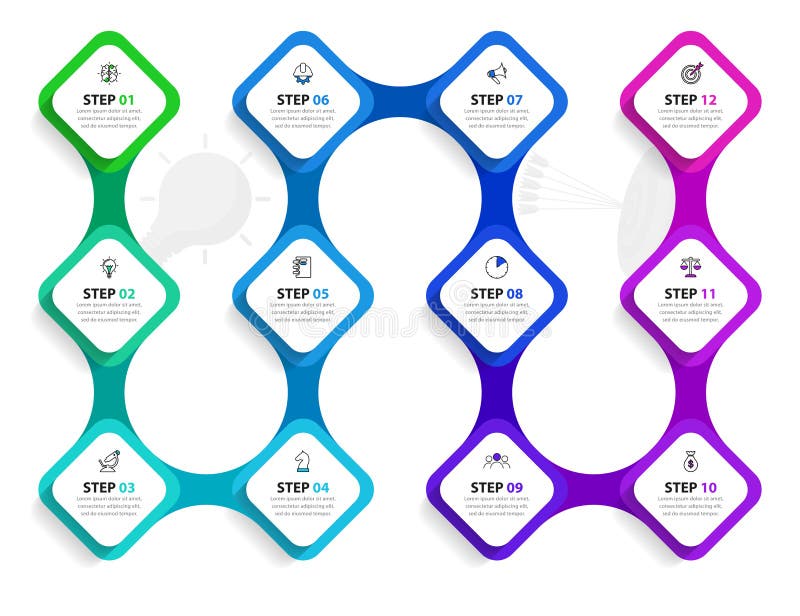 Infographic Template. Timeline with 12 Steps Stock Vector ...