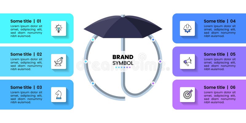 Infographic Template. Umbrella with 6 Steps and Icons Stock Vector ...