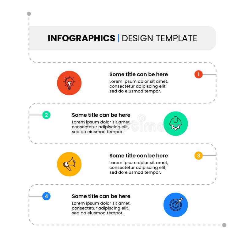 Infographic Template. Vertical Dashed Timeline with 4 Steps Stock ...