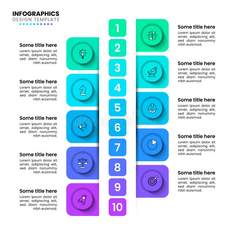 Infographic Template. Vertical Line with Numbers and 10 Steps Stock ...