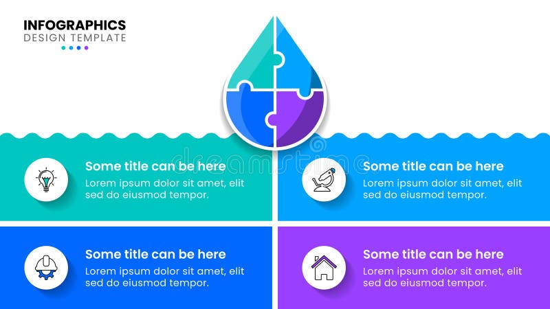 Infographic Template. Water Drop with 4 Steps and Icons Stock Vector ...