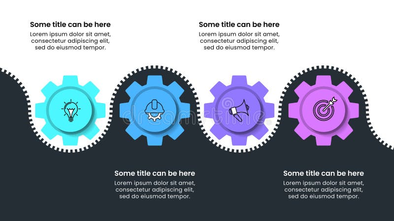 Infographic Template. Zipper with 4 Gears and Icons Stock Vector ...
