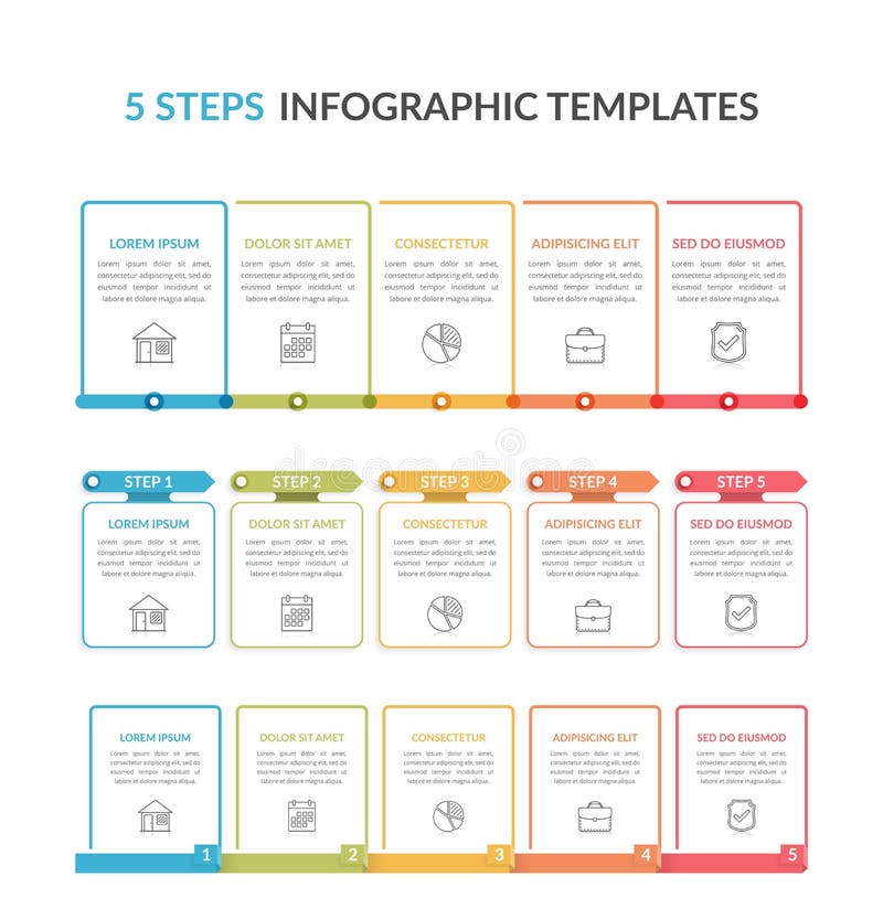 Infographic Templates with Five Steps Stock Vector - Illustration of ...