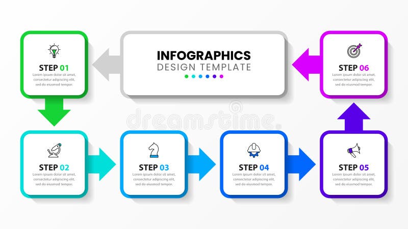 Infographic Templates. 6 Squares with Text and Arrows Stock Vector ...