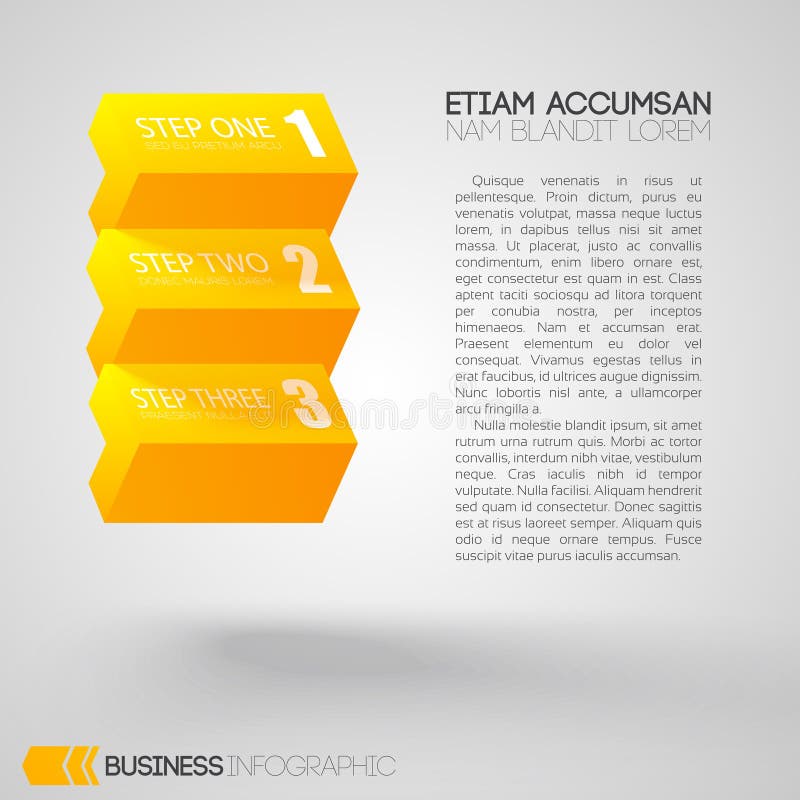 Infographic with Text and Orange Bricks with Three Steps on Gray Stock ...