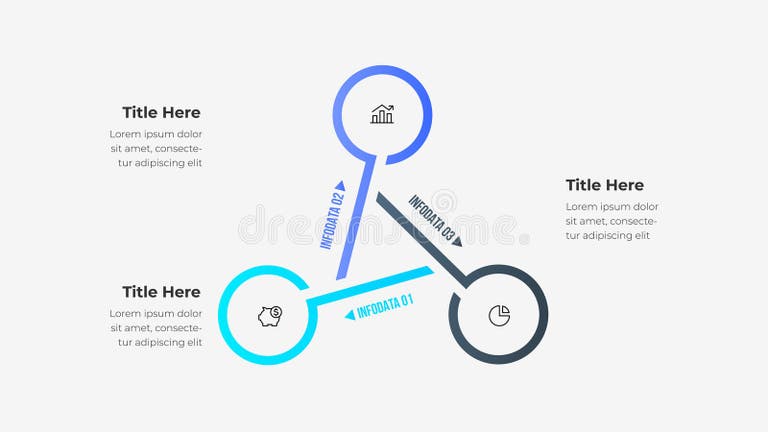 Infographic with Three Connected Circular Elements and Business Icons ...