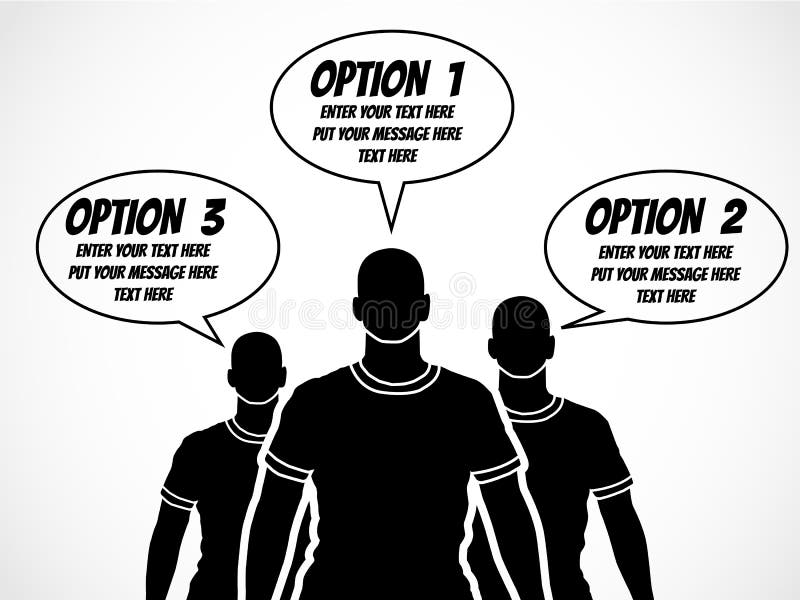 Infographic Three Men with Three Different Options Stock Illustration ...