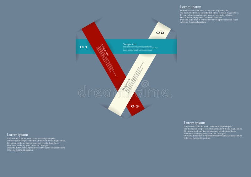 Infographic with Three Ribbons on Blue Stock Vector - Illustration of ...