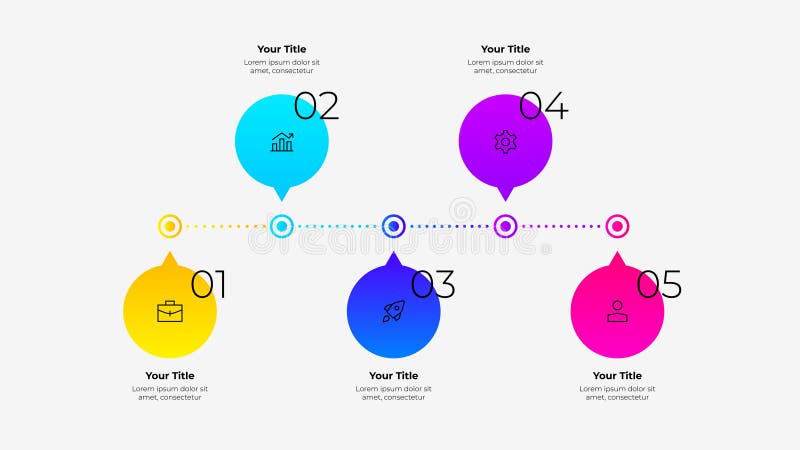 Infographic Timeline Design Template. Five Circles with Thin Lines for ...
