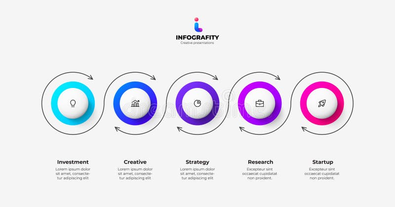 Five Circles Infographic Elements. Business Template for Presentation ...