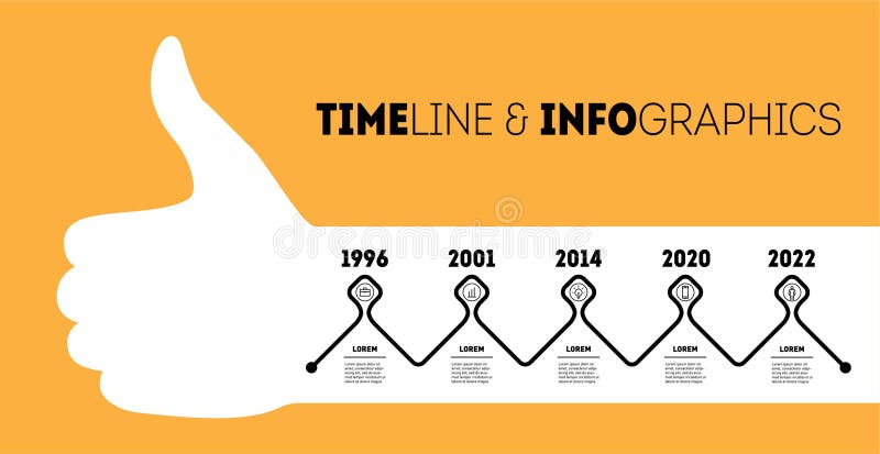 Infographic or Timeline with Five Parts and Silhouette of Thumb Up ...