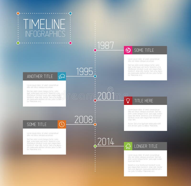 Timeline Template in Sticker Style with Set of Ico Stock Vector ...