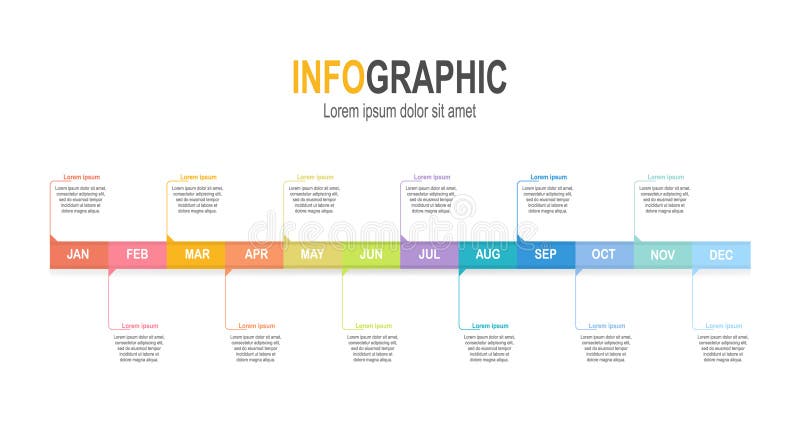 Infographic Timeline Template 12 Steps Business Data Stock Vector ...
