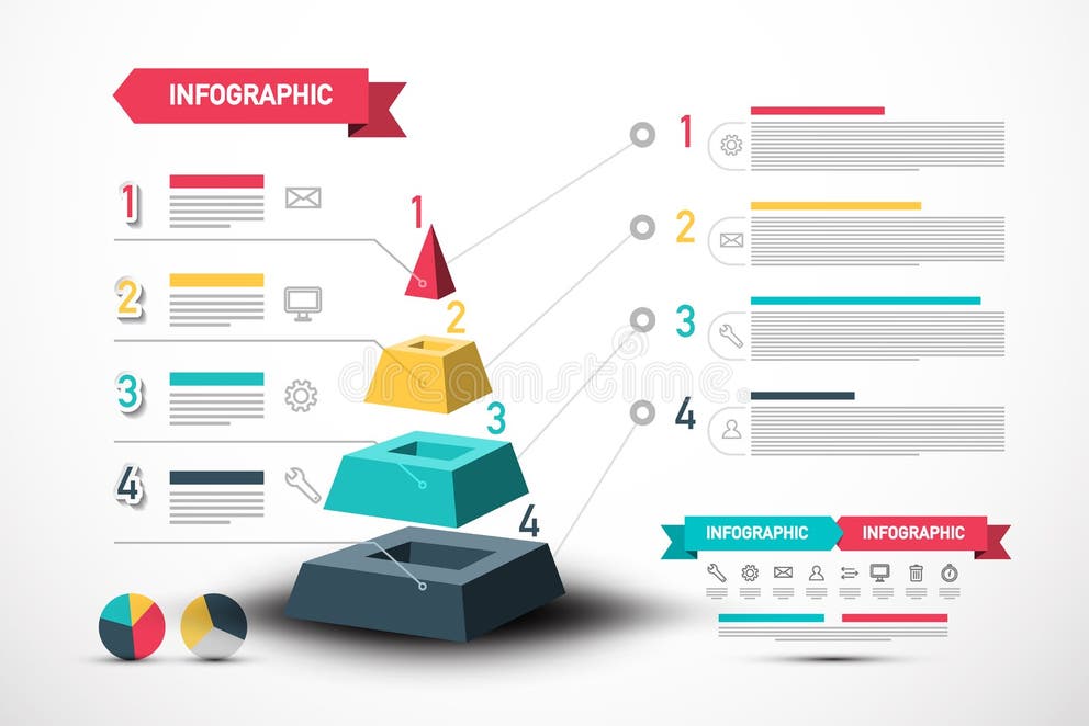 Infographic Vector Design with Pyramid and Sample Texts. Four Steps ...