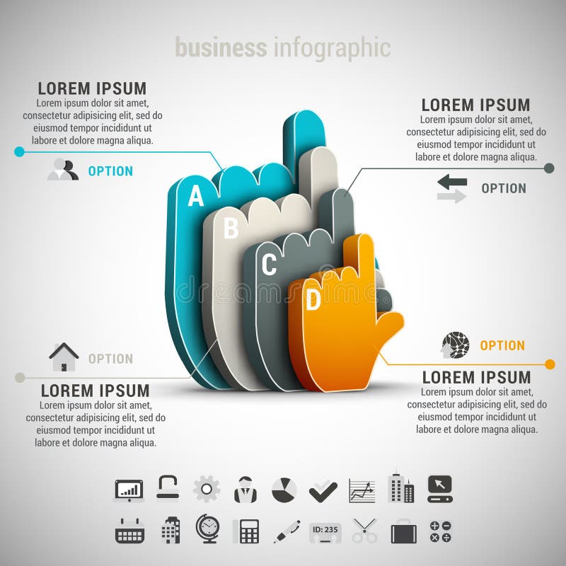 Infographic stock vector. Illustration of click, hand - 45675472