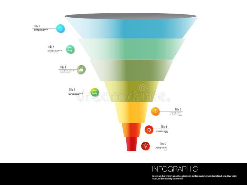 Infographic Design Template with Colorful Funnel. Stock Illustration ...