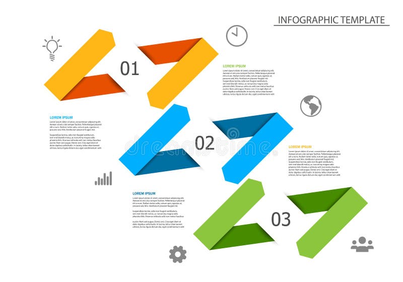 Infographic Vector Template with Three Color Steps with Number and ...