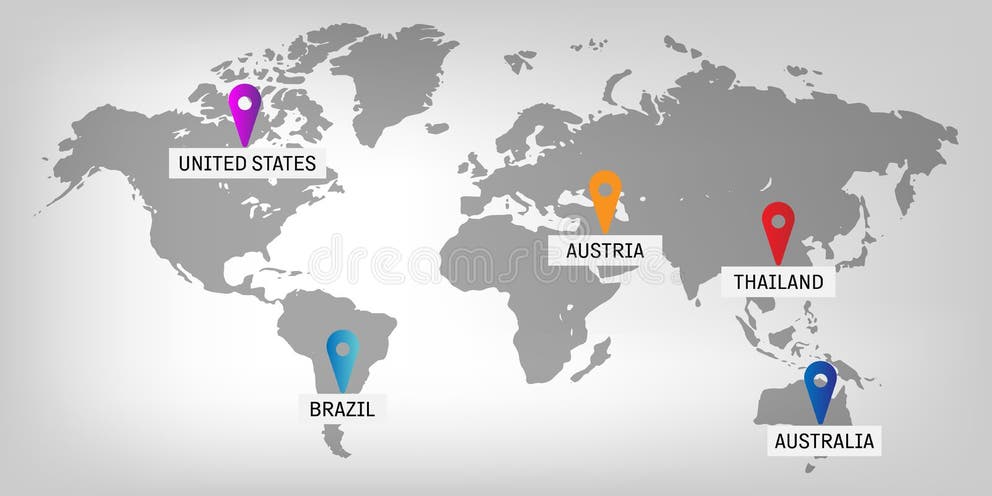 Infographic Vector World Map with Multiple Locations. World Map with ...