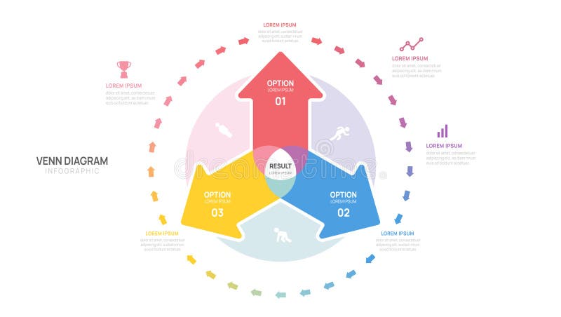 Infographic Venn Diagram Chart Arrow Template for Business 3 Steps ...