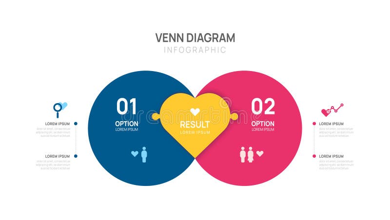 Infographic Venn Diagram Heart Jigsaw Chart Template. Love Concept ...