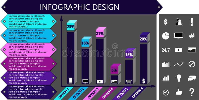 Infographic with Vertical Chart Stock Vector - Illustration of ...