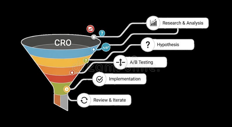 Conversion Rate Optimization (CRO) Funnel Process Diagram Stock ...