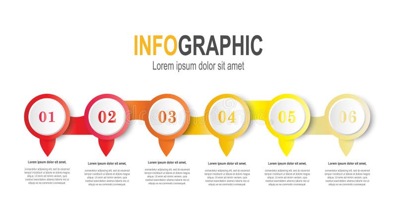 Infographic White Circle Template, 6 Steps Business Data Illustration ...