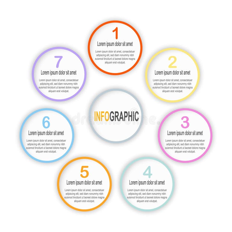 Infographic White Circle Template, 7 Steps Business Data Illustration ...