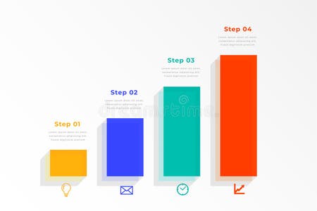 Infographic Workflow Cart Diagram Template with Four Step Process Stock ...