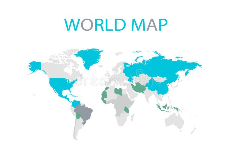 World Map Infographic Politics , Blue and Grey Color with Borders ...