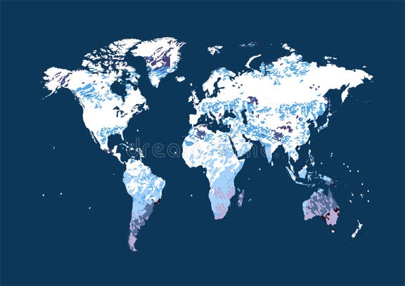Infographic World Map Ice Age, Countries Covered with Snow, Winter Time ...