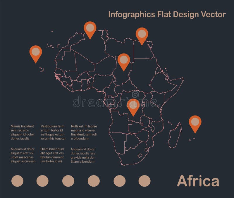 Infographics Africa Map Outline, Flat Design, Color Blue Orange Stock ...