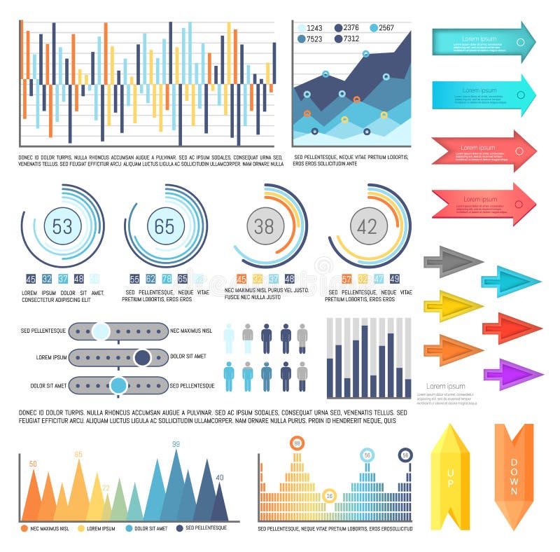 Infographics and Arrowheads Pointing Charts Set Stock Vector ...
