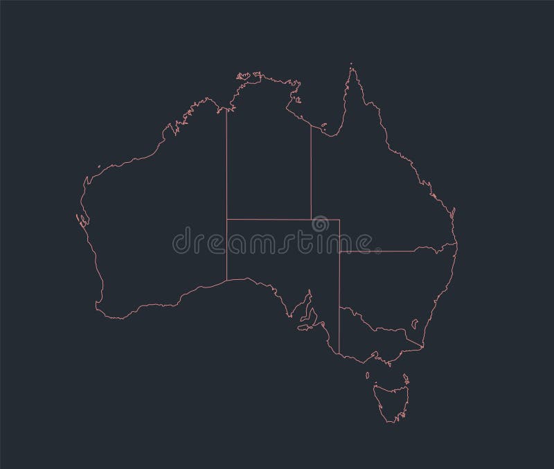 Infographics Australia Map Outline, Flat Design, Color Blue Orange ...