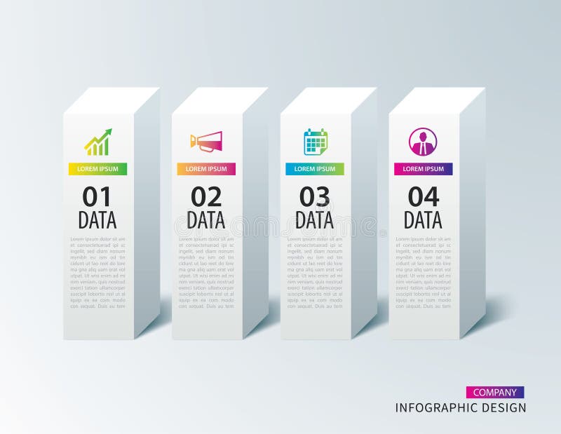 Infographics Box Square Paper with 4 Data Template. Vector Illus Stock ...