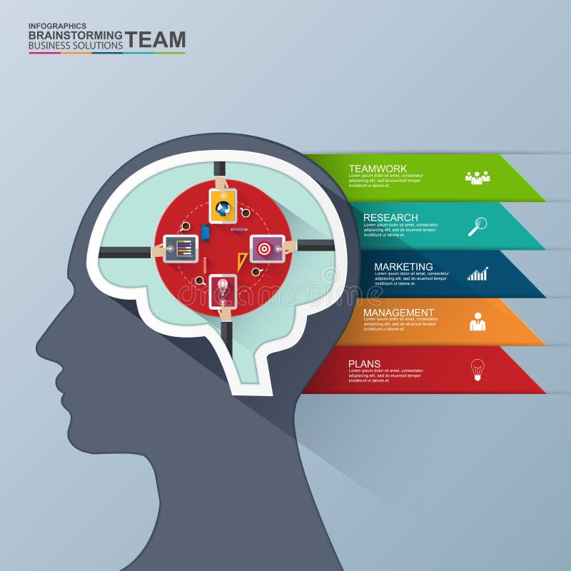 Infographics Brain Vector Design Template Stock Vector - Illustration ...