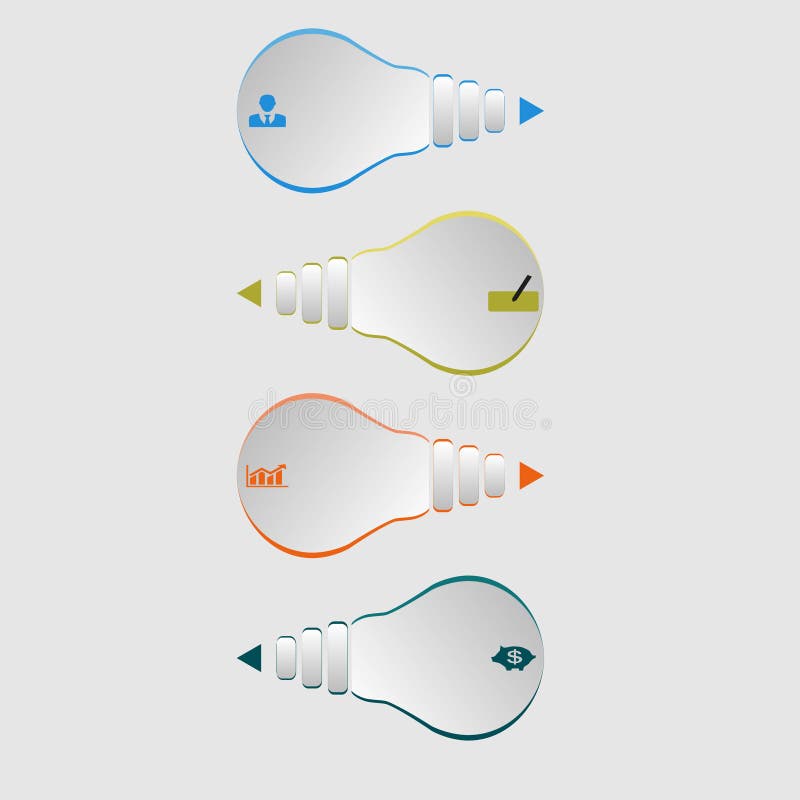 Infographics of the Bulb Shape with the Text Icons Stock Illustration ...