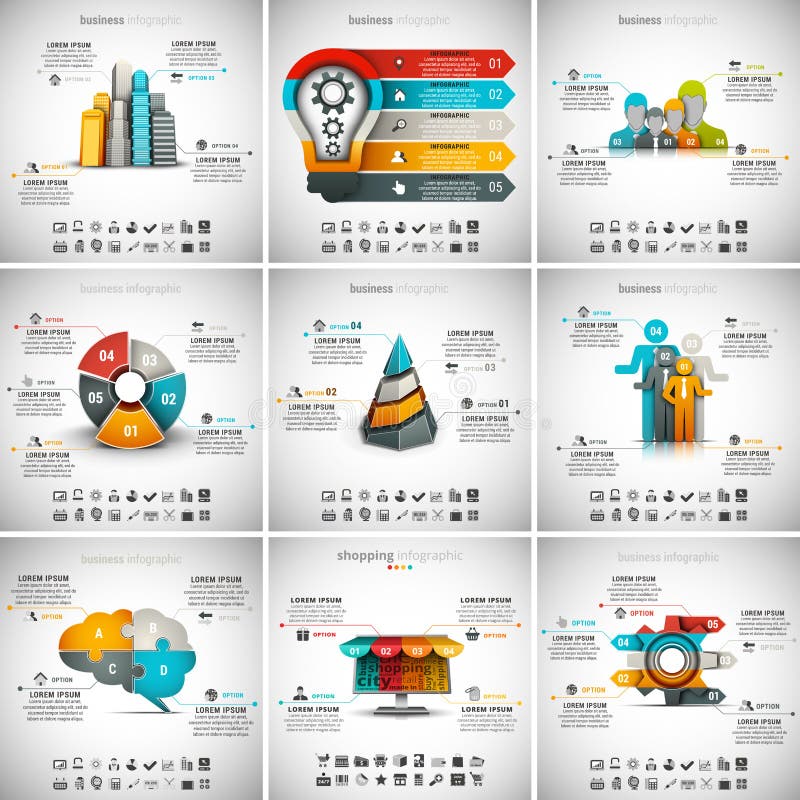 9 in 1 Infographics Bundle stock vector. Illustration of idea - 75988959