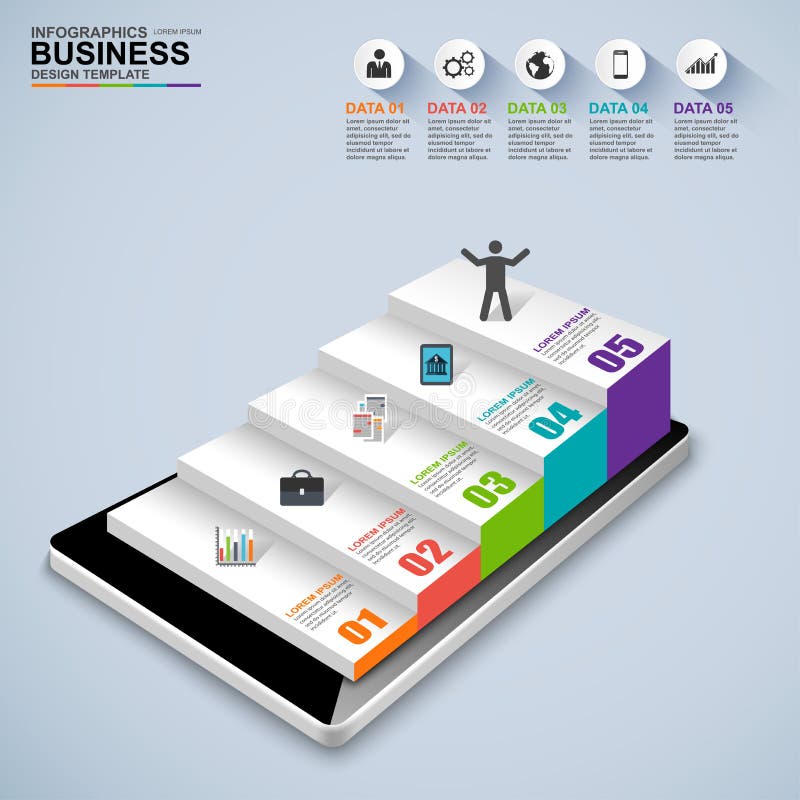Infographics Business Stair Step Success Vector Design Template Stock ...
