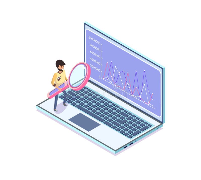 Infographics and Charts on Laptop Screen Statistics Stock Vector ...