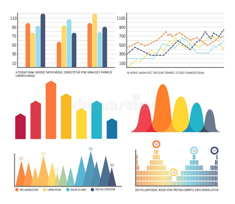 Infographics and Charts with Lines Graphics Set Stock Vector ...