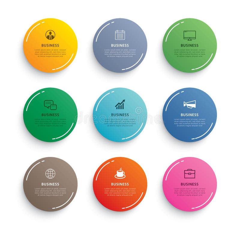 Infographics Circle with 9 Data Template. Vector Illustration Abstract ...