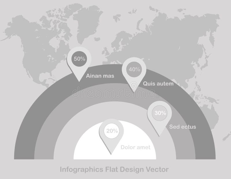 Infographics Circles Point on World Map in Background Paper White Grey ...